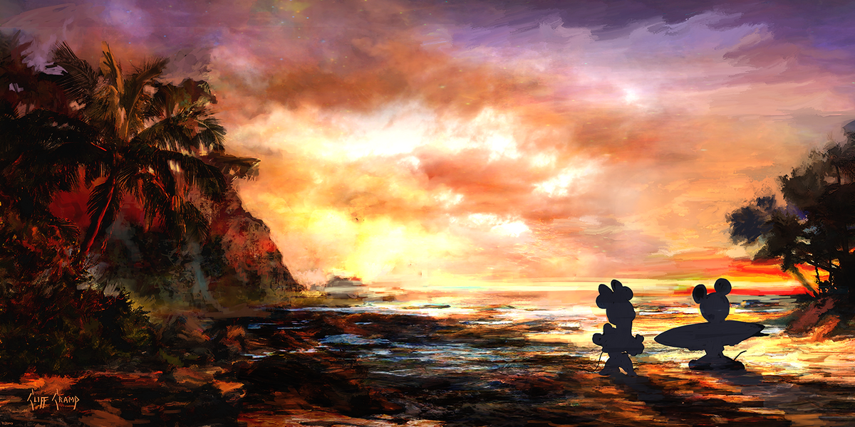 Disney Sunset Print – Cliff Cramp Illustration